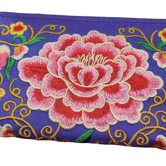 Bags | Purple Embroidered Wallet | Poshmark